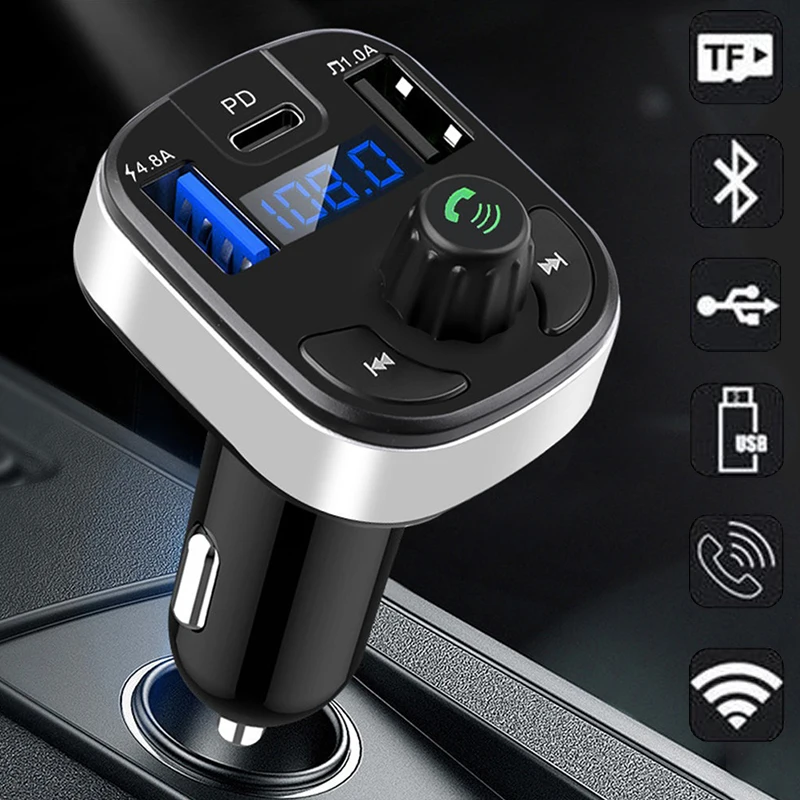 Car-FM-Transmitter-with-5-0-Bluetooth-Dual-USB-Type-C-Fast-Charging ...