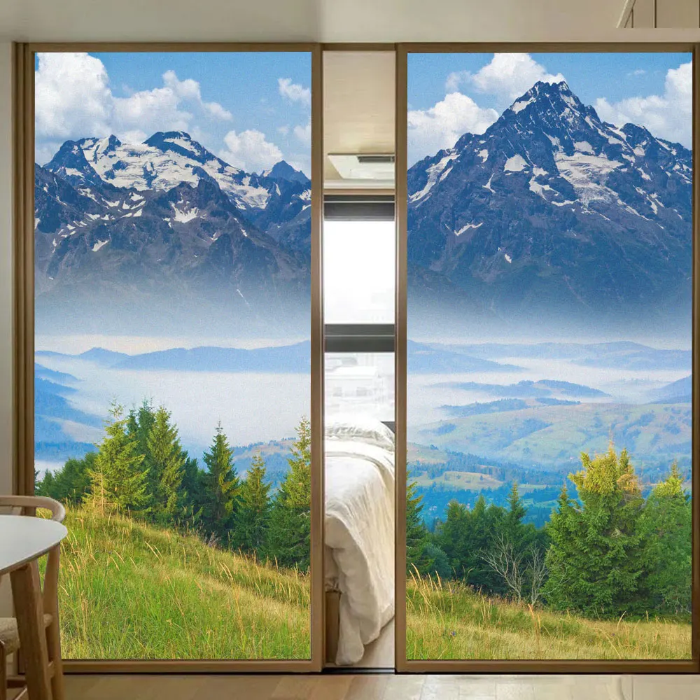 Privacy-Window-Film-Mountain-Scenery-Pattern-Glass-Door-Decorative-Film ...