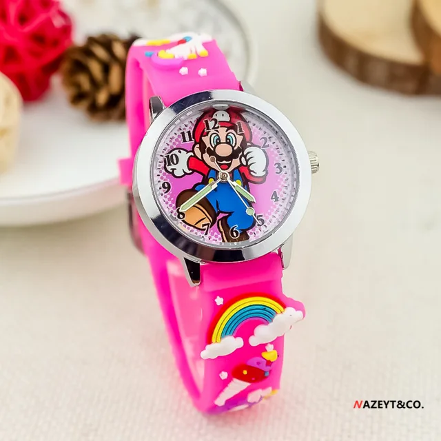 Super Mario Bros Watch Anime Character Luigi Yoshi Cartoon 3D Soccer ...