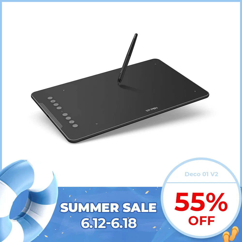 Xp Pen Deco 01 V2 Graphic Digital Drawing Tablet 10*6 Inch 8 Shortcut ...