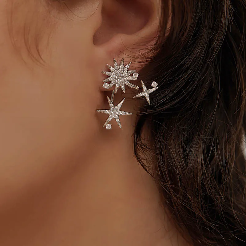 Eight pointed Star Earrings Simple Exquisite Double sided Stud Earrings ...