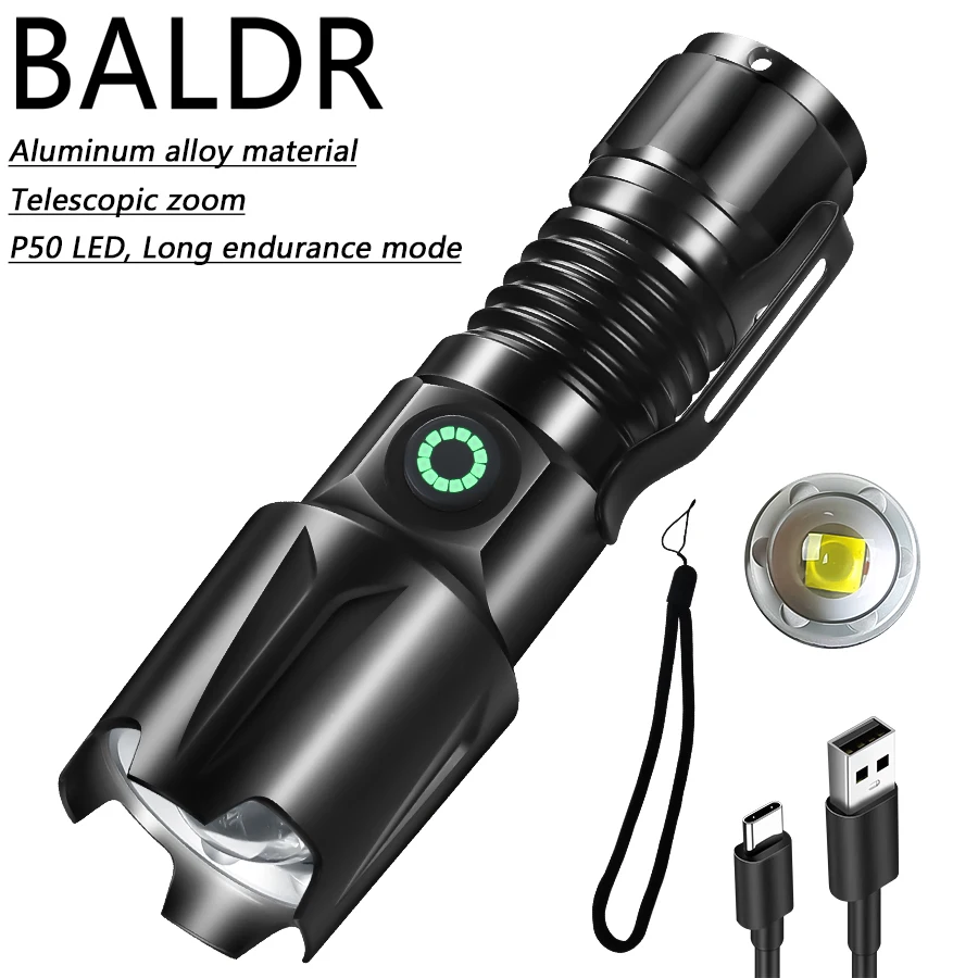 Mini-linterna-t-ctica-ultrabrillante-XHP50-luz-de-Flash-retr-ctil-con-5 ...