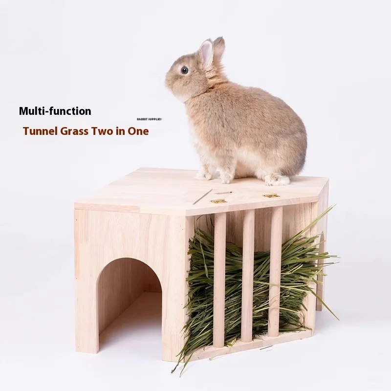 Pet Rabbit Grass Rack Wood Dutch Pig Tunnel Cages Products Accessories ...