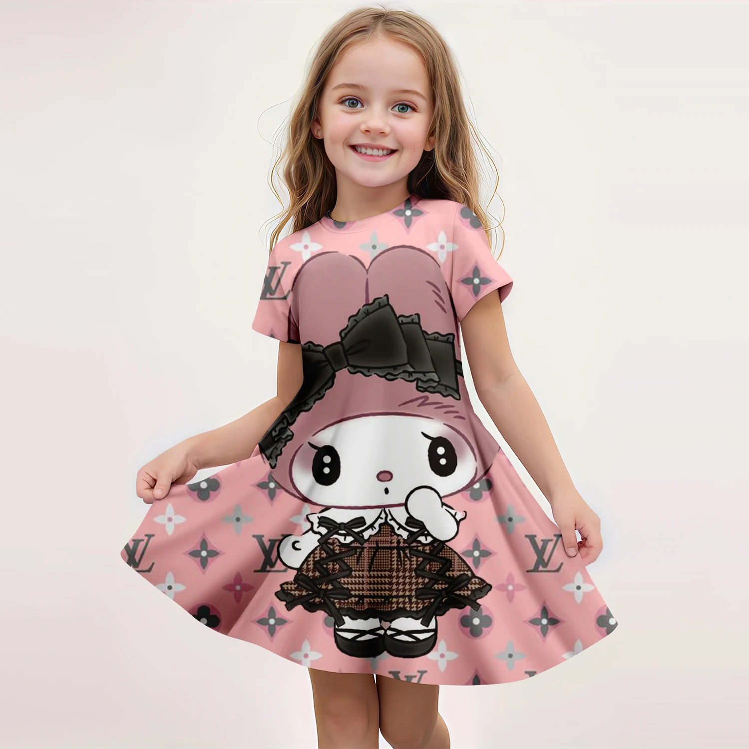 MINISO-Fashion-New-Summer-Girls-Dress-3D-Printed-Trendy-Kuromi-Melody ...