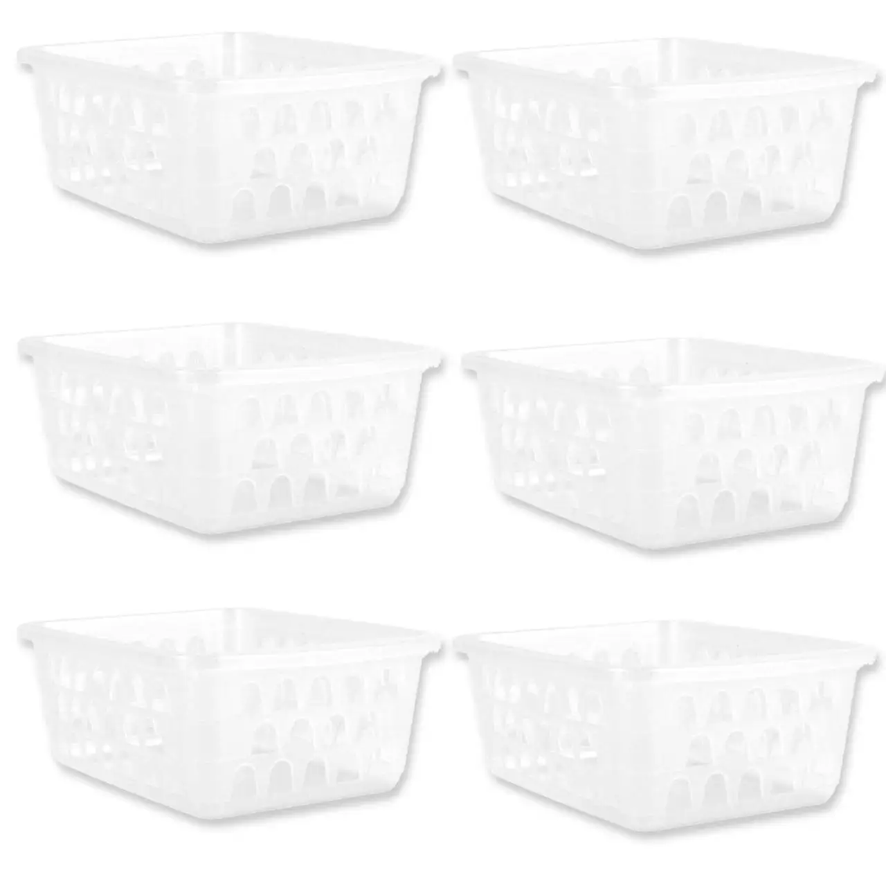 Kit 6 Baskets Multipurpose Organizer Medium Transparent 20x15x6 ...