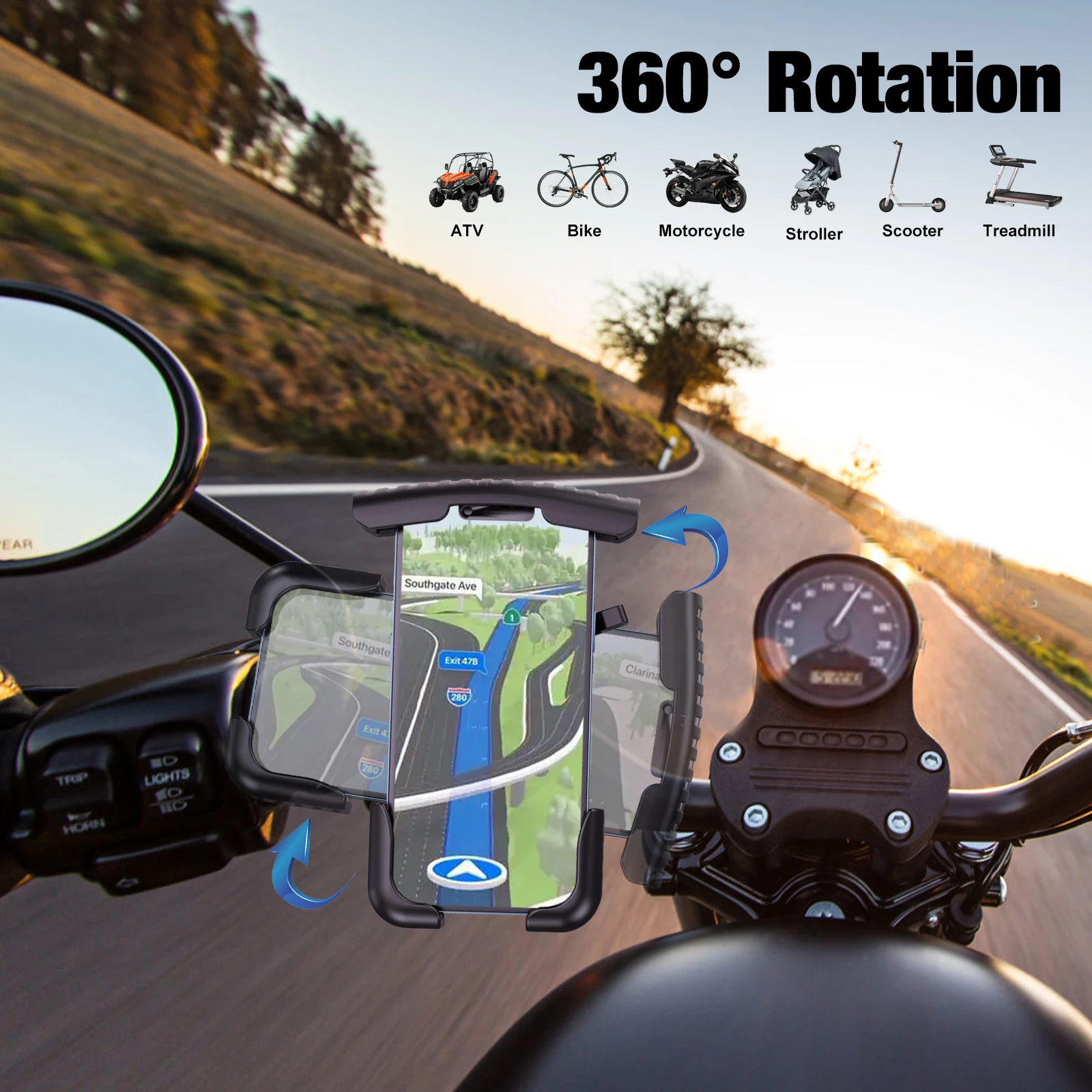 Acrunu Black Bike Rack Bicycle Phone Holder Shockproof Motorcycle Phone ...