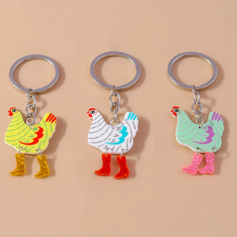 Cartoon-Hen-Keychain-Animal-Chicken-Charms-Keyrings-for-Women-Men-Car ...