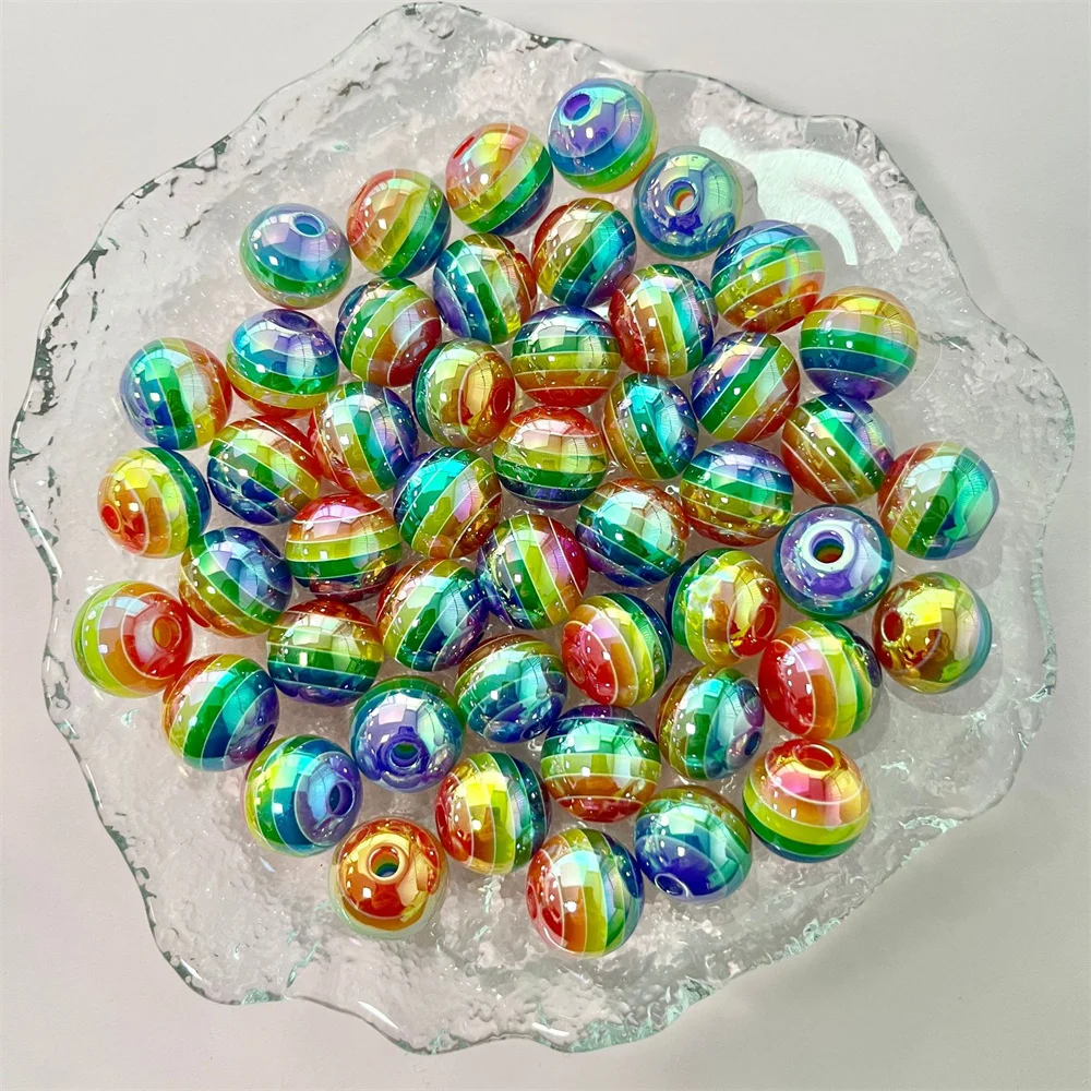 16mm-Rainbow-Beads-Lovely-and-Beautiful-Beaded-Bracelet-Necklace-Diy ...