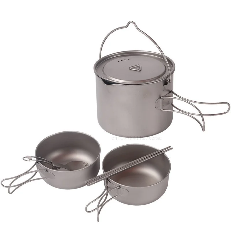 500ml/600ml/1600ml Pure Titanium Outdoor Cookware Camping Folding ...