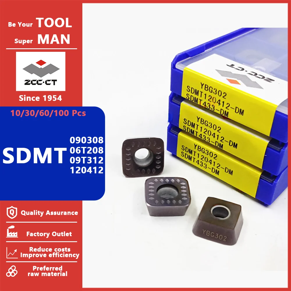 ZCC CT SDMT090308 SDMT06T208 SDMT09T312 SDMT120412 SDMT Inserts Lathe Tool Carbide Wood Milling ...