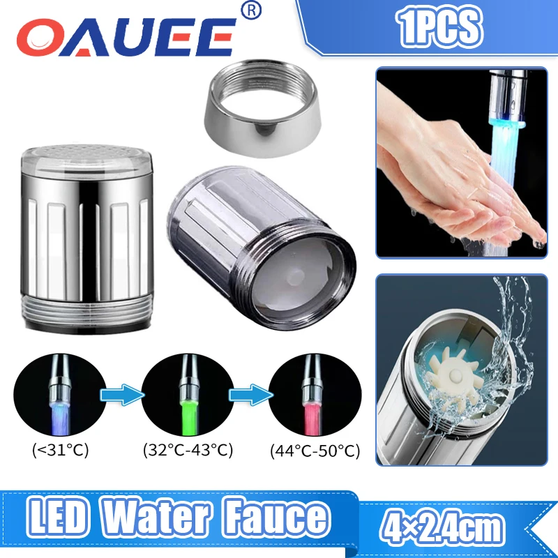 LED Water Faucet Stream Light Kitchen Bathroom Shower Tap Faucet Nozzle ...