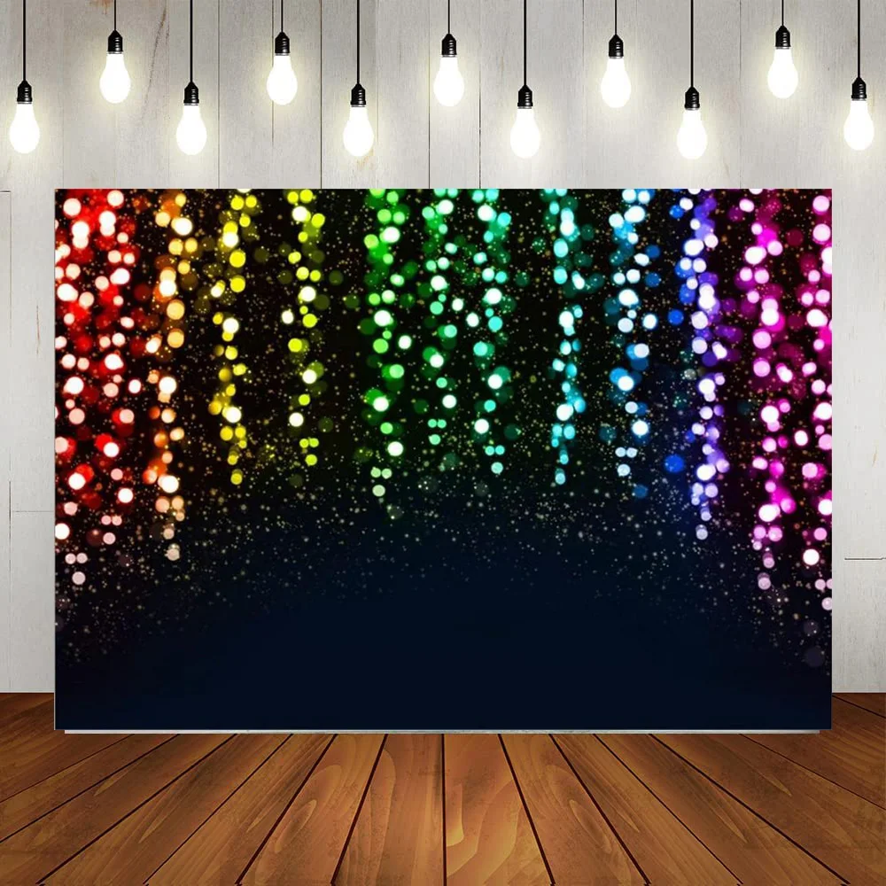 Simple-black-background-rainbow-colorful-polka-dots-glitter-neon-disco ...