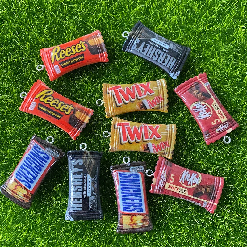 10Pcs-Simulation-Chocolate-Candy-Resin-Charms-Creative-Miniature-Snack ...
