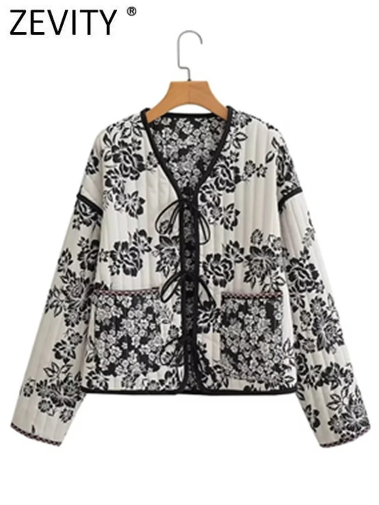 Zevity-Women-Vintage-Double-Floral-Print-Lace-Up-Cotton-Jacket-Coat ...