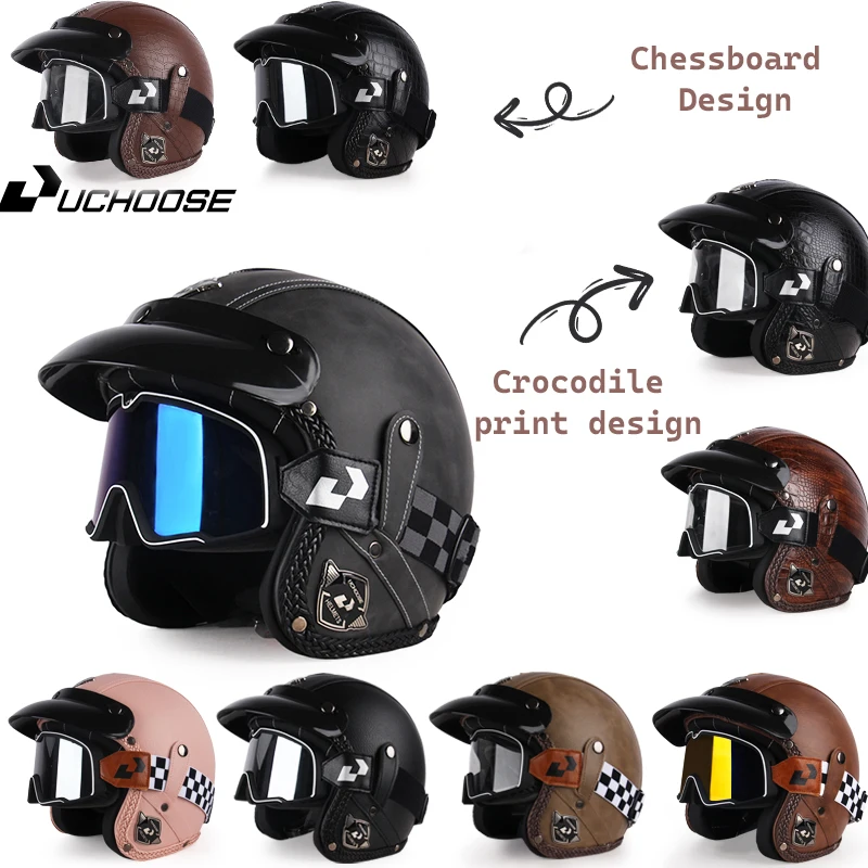 3-4-open-face-Motorcycle-helemt-Vintage-Motorcycle-Headgear-Casque ...