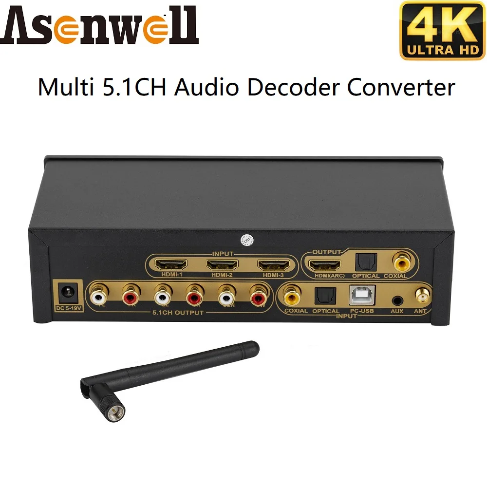 Decodificador de Audio con Bluetooth 5,0, convertidor de arco de salida 3 en 1, 4K60Hz, HDMI 2,0 ...