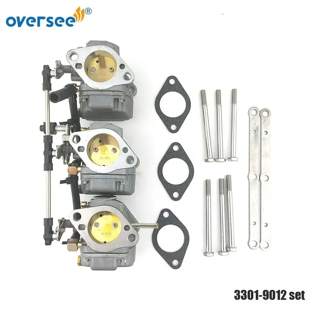 3301-9012 Carburetor Set For Mercury/Mariner 2T 3cyl 70-75-80-90 HP ...