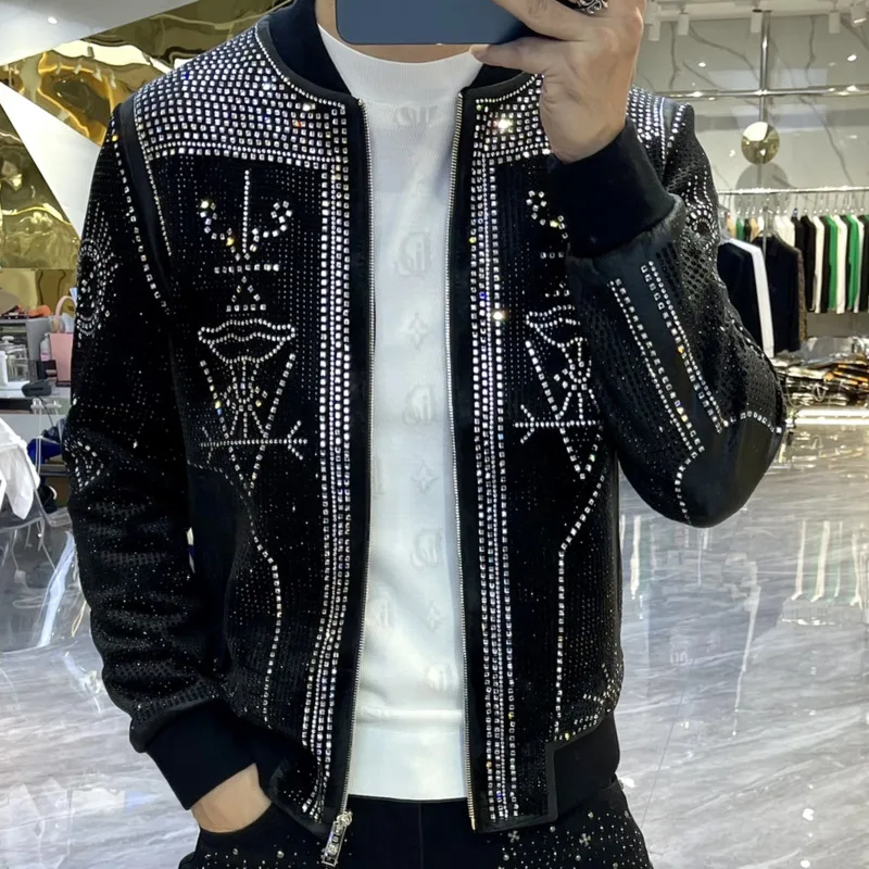Black-High-Quality-Luxury-Full-Rhinestones-Jacket-2023-Men-Jacket-Coat ...