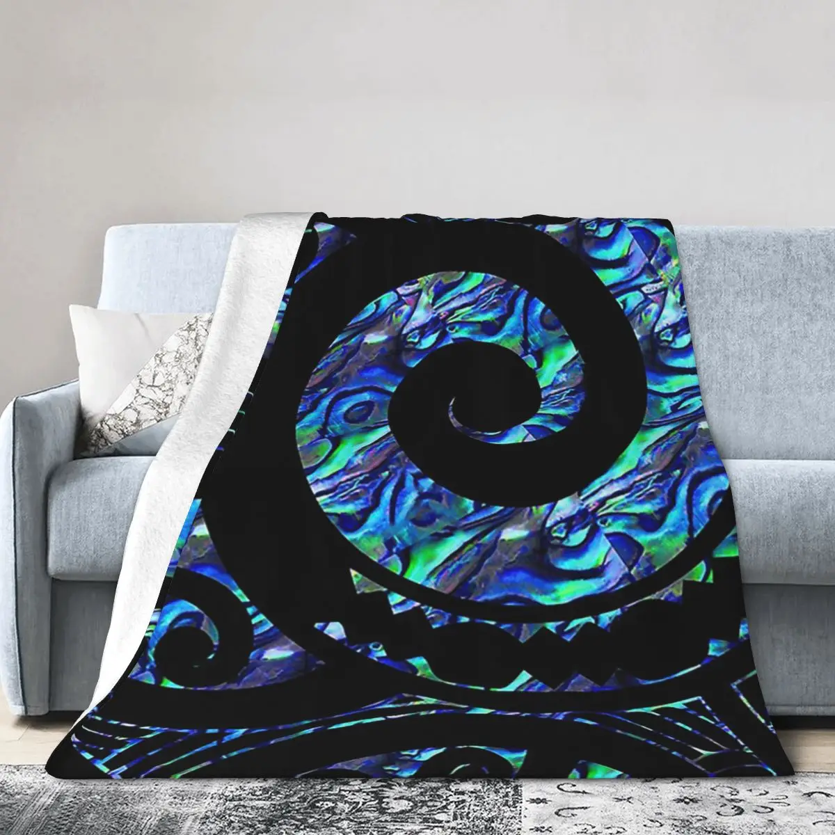 New-Zealand-Maori-Paua-Tattoo-Koru-Design-Blanket-Soft-Warm-Flannel ...