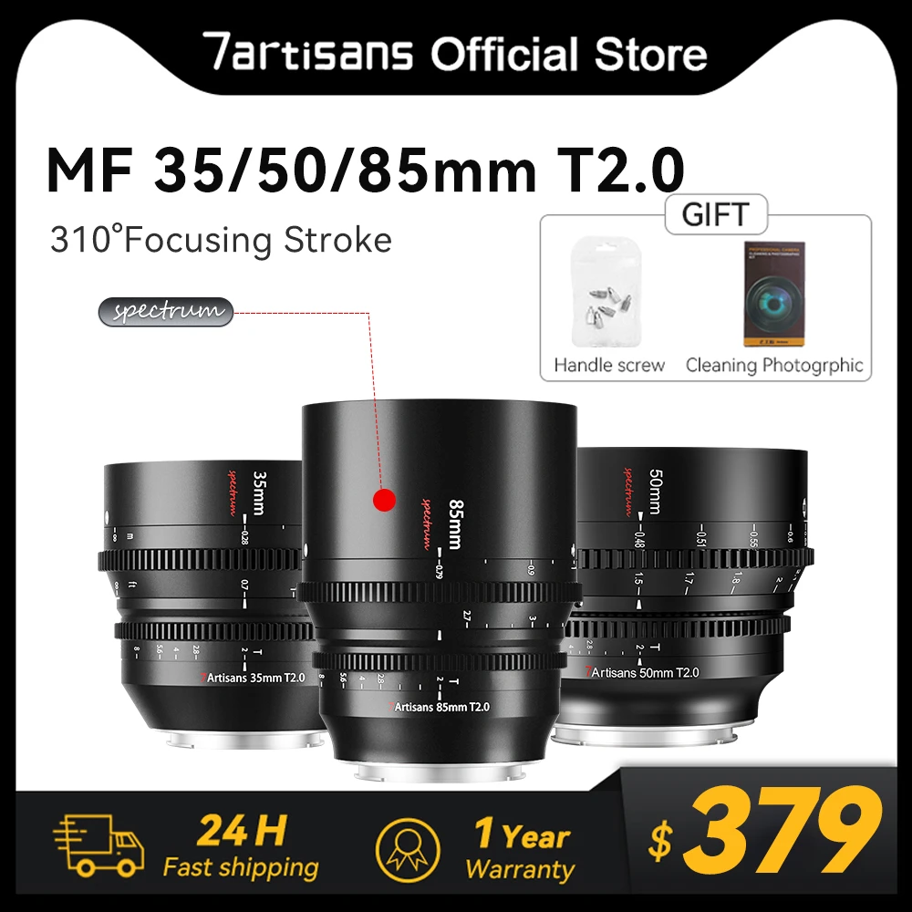 7artisans 7 Artisans 35mm 50mm 85mm T2.0 Full Frame Cinema Lenses For Sony E Fx3 Leica Sigma L ...