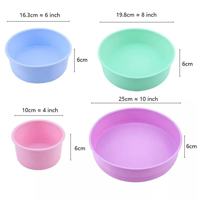 4/6/8/10 Inch Silicone Cake Mold Round Chocolate Molds Baking Dishes ...