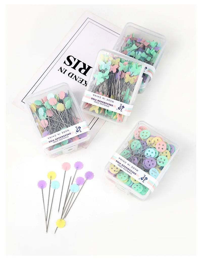 Épingles de couture en acier inoxydable,100 pièces-boîte,accessoires de couture,broderie ...