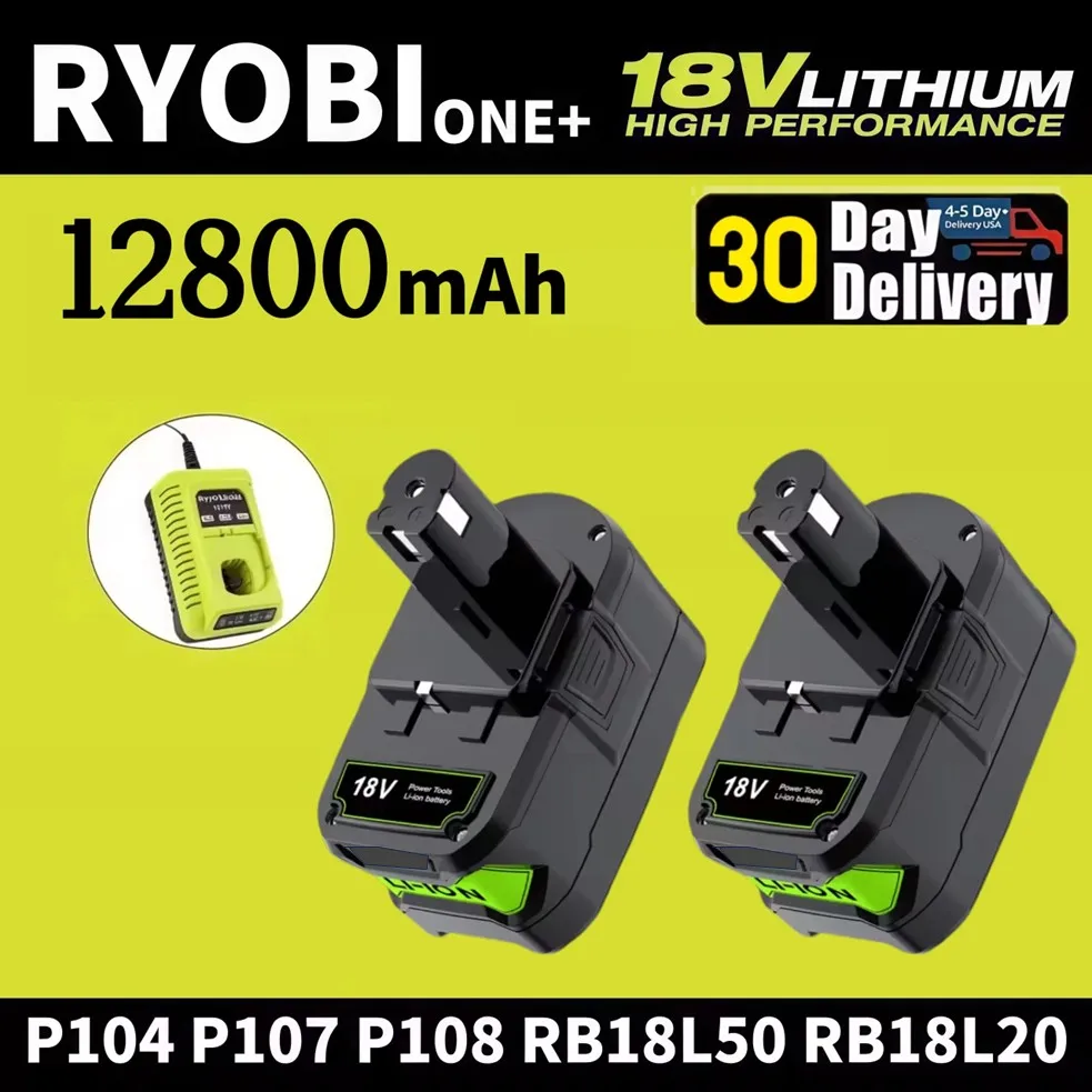Replacement Battery for Ryobi 18V Battery,12.8Ah Lithium-ion Battery ...
