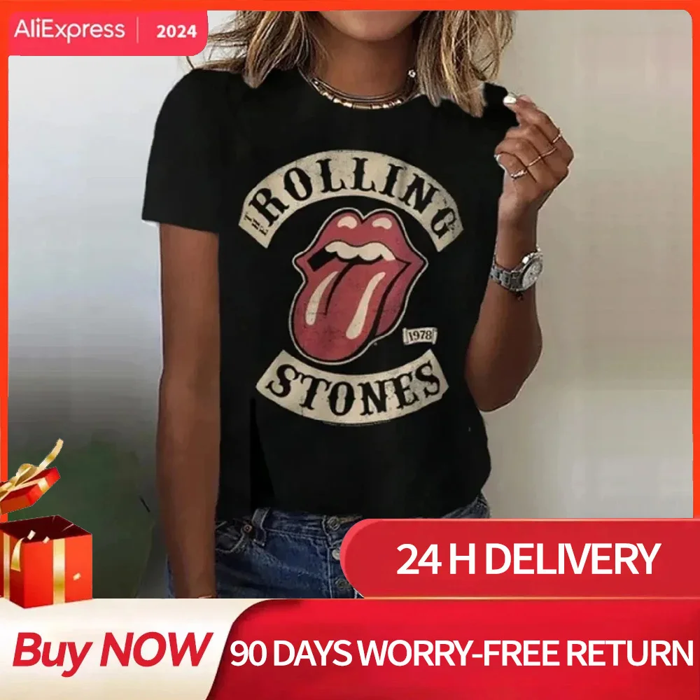 Camiseta-con-estampado-divertido-de-Rolling-Stones-Harajuku-para-Mujer ...