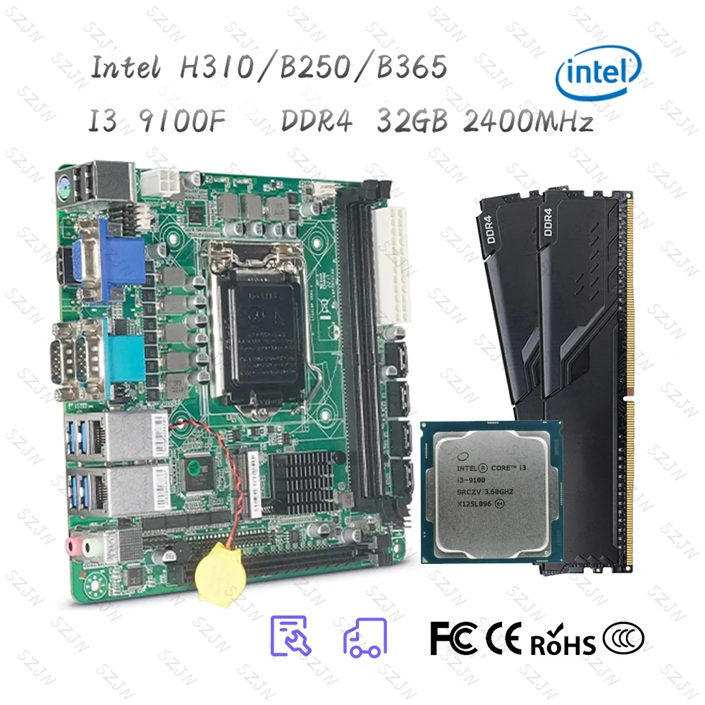 Intel-Core-ITX-Motherboard-H310-B250-B365-LGA1151-Intel-Core-i3-9100F ...