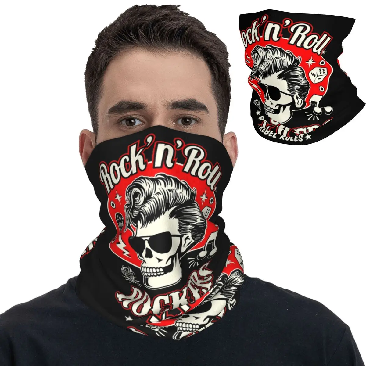 Rockabilly-Rock-And-Roll-Skull-Bandana-Neck-Cover-Printed-Wrap-Scarf ...