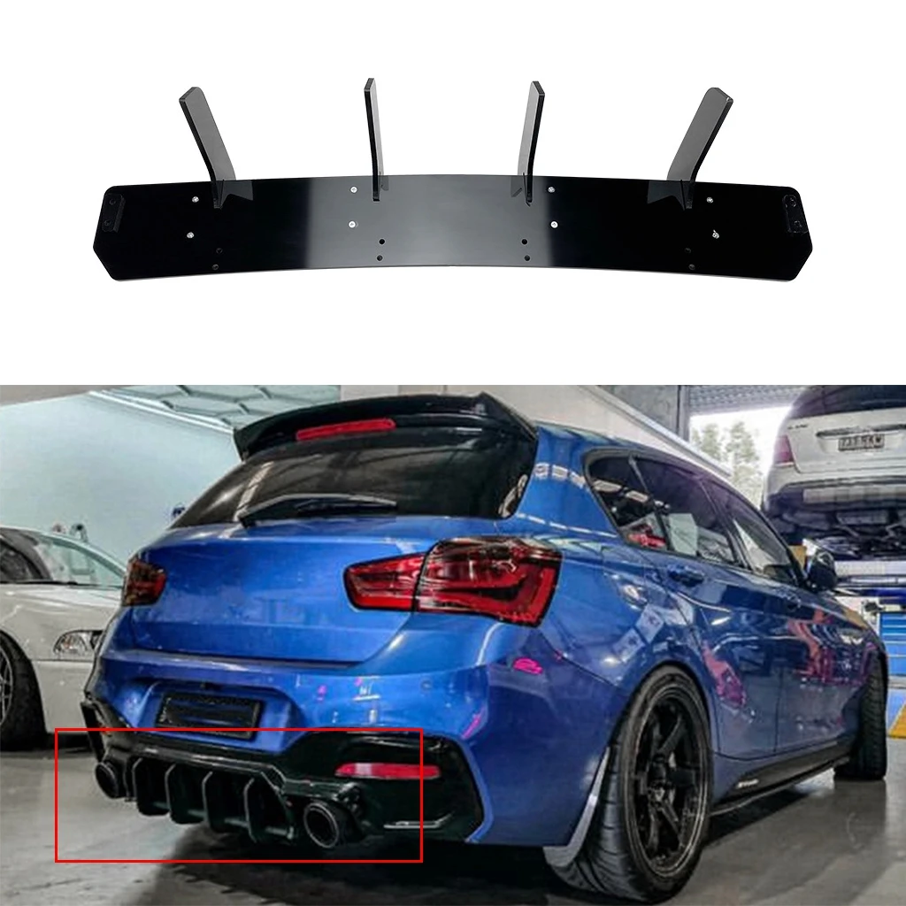 광택 블랙 레이싱 내구성 리어 디퓨저 리어 범퍼 스플리터 스포일러 립 핏, BMW F20 M140i 2017 2019 장착 ...