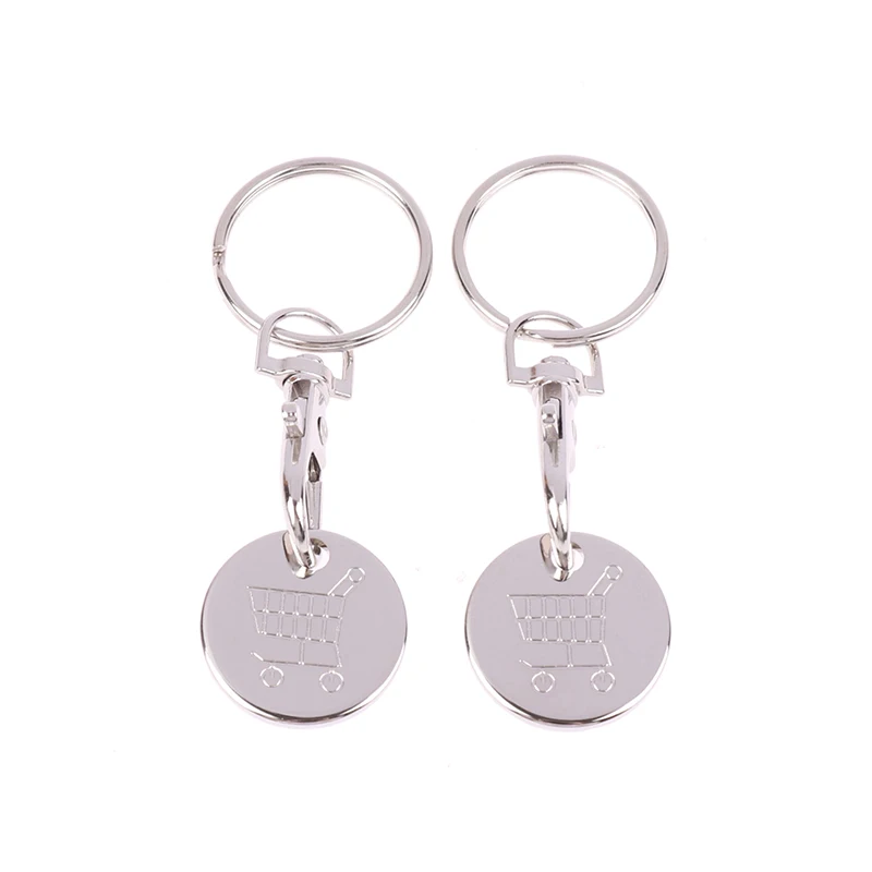 2Pcs Metal Shopping Trolley Coin Holder Keychain Portable Cart Token ...