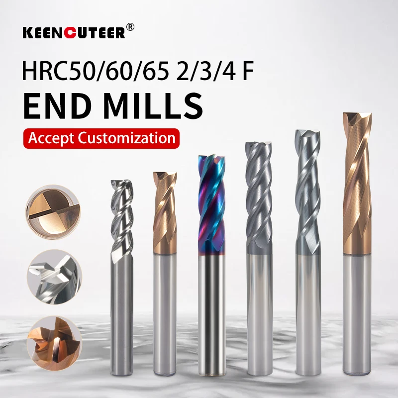 2/3/4 Flutes Carbide End Mills Hrc50/60/65 Cnc Tungsten Carbide Mill ...