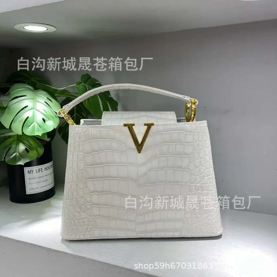IMJK 26*18*10cm Luxury design V-shaped stone patterned women's handbag ...