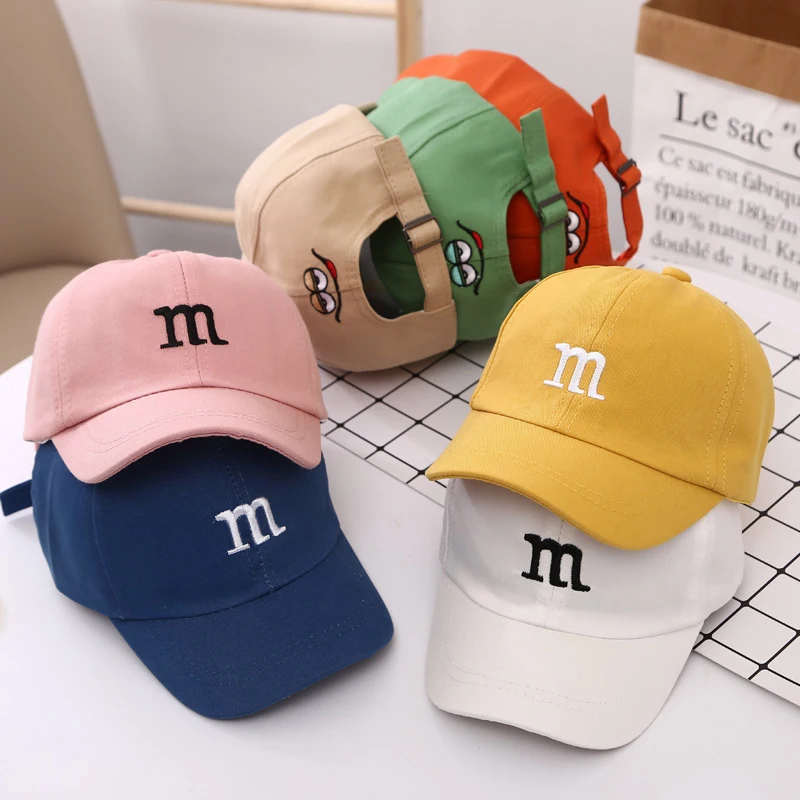 Cotton-Baseball-Cap-For-Children-Fashion-M-Letter-Embroidered-Cute-Kids ...