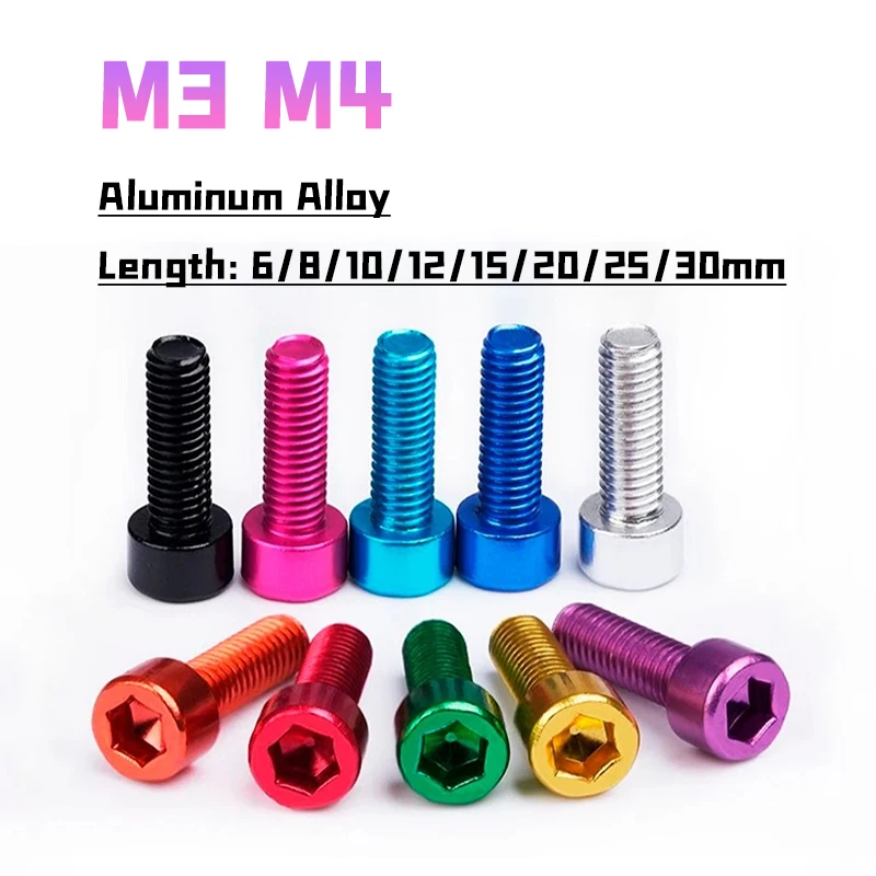 2/3/5pcs M3 M4 Aluminum Alloy Allen Bolt DIY Socket Cap Screws Hex Head ...