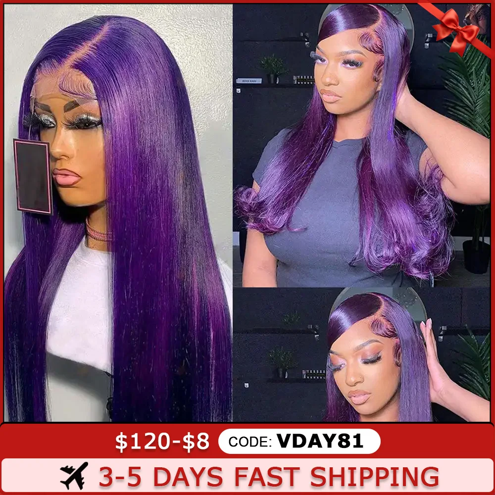 Purple 613 Colored 13x4 Transparent Lace Frontal Wigs Human Hair Wig purple-613-colored-13x4-transparent-lace-frontal-wigs-human-hair-wig