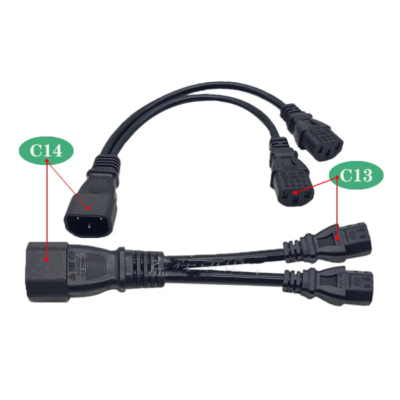 30CM-Power-Y-Type-Splitter-Adapter-Cable-Single-IEC-320-C14-Male-to ...