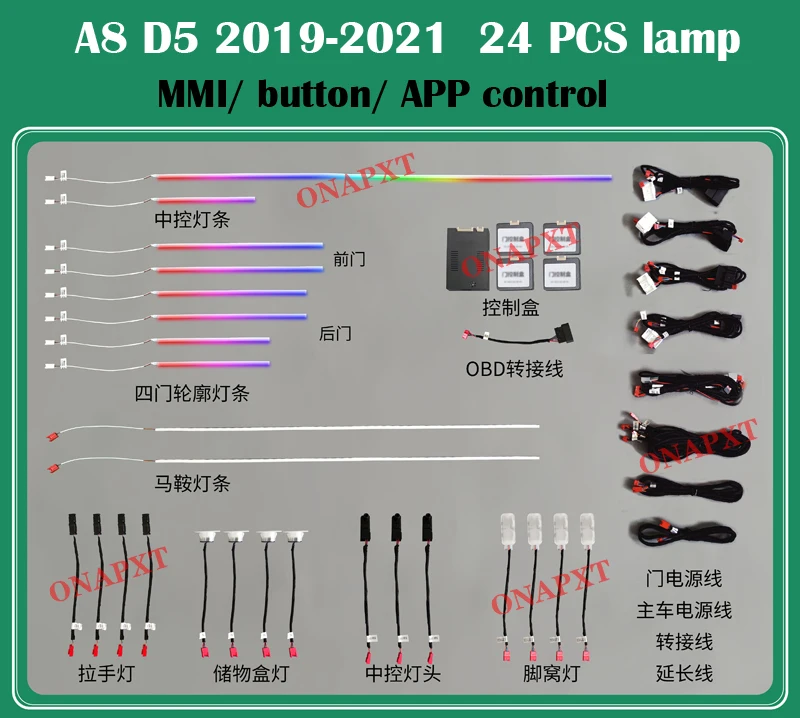 Dashboard LED Atmosphere Lamp For Audi Q2 Q3 Q5 Q7 Q8 A3 S3 A4 S4 A5 S5 ...