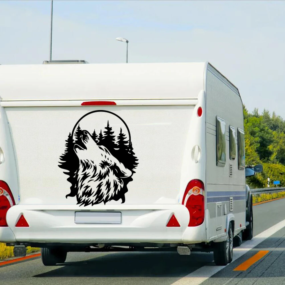 Howling Wolf Moon Car Sticker Decal Wildlife Animal Forest Auto Vehicle ...