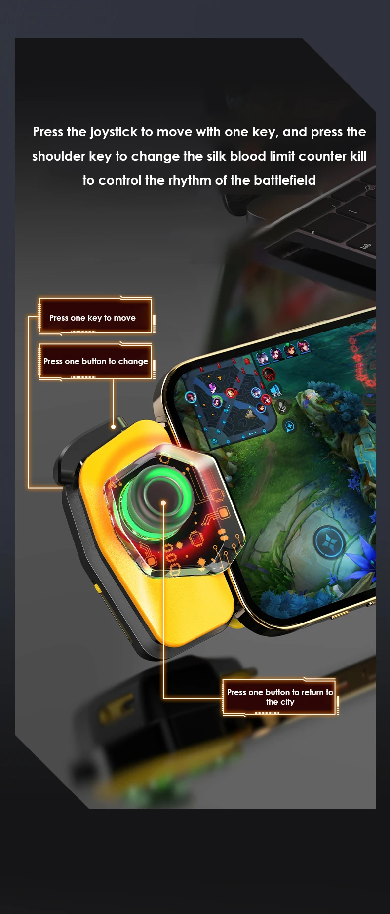 One Key Game Controller Double Side Key Design Anti Slip Chicken Eating ...