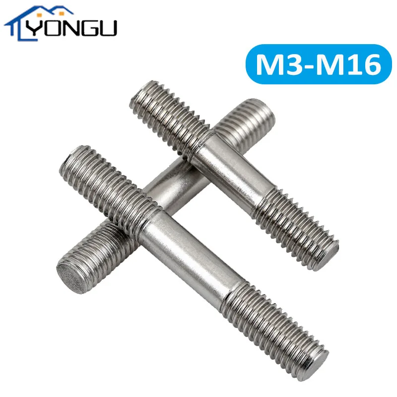 1-10Pcs GB901 Setup Studs Bolt 304 Stainless Steel Double End Bolts Screw Double End Thread Rod ...