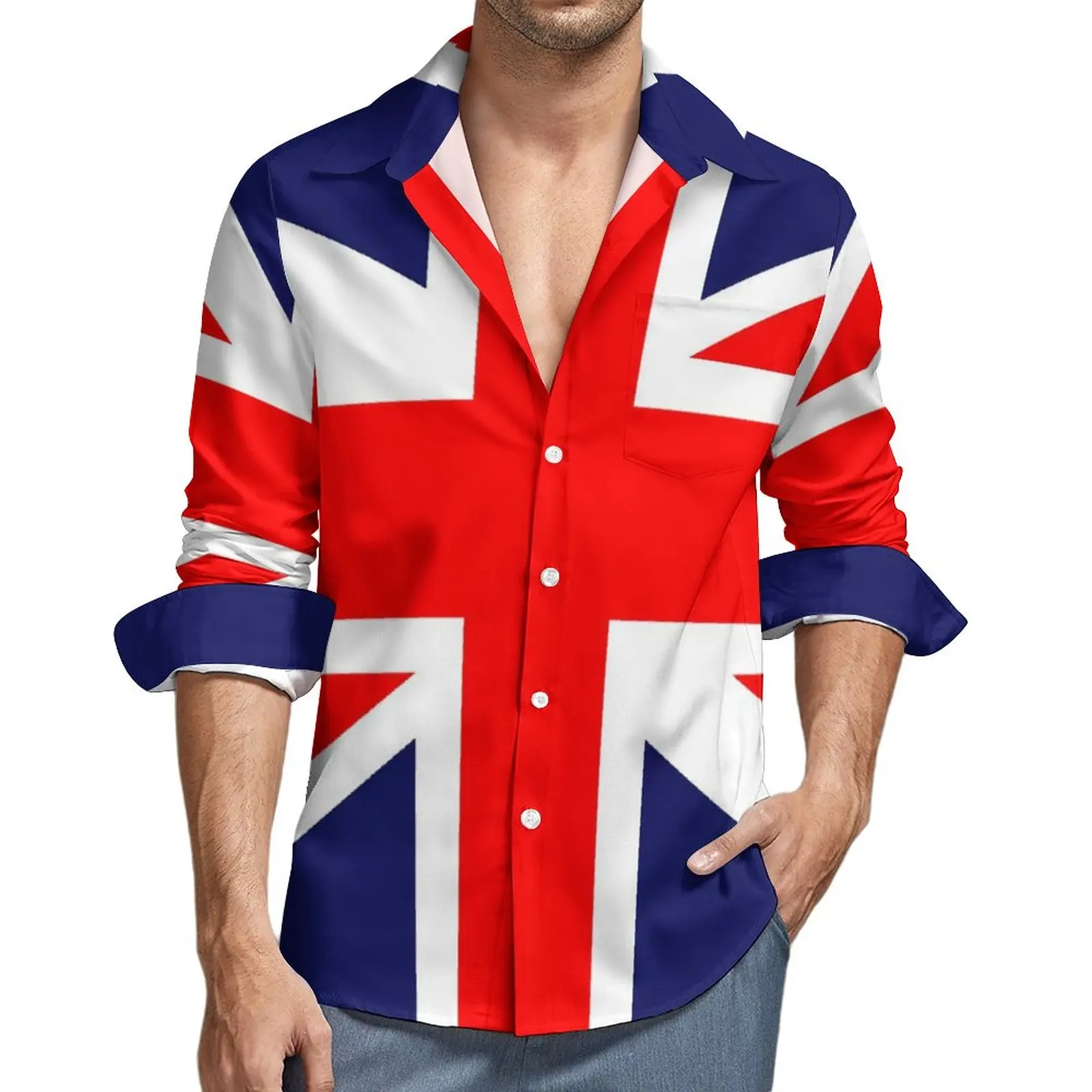 Great-British-Flag-Shirt-Flags-Print-Casual-Shirts-Long-Sleeve-Graphic ...