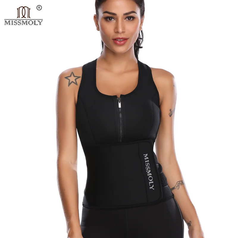 Neoprene Shapewear Sauna Suit Top Vest Adjustable Waist Trainer ...