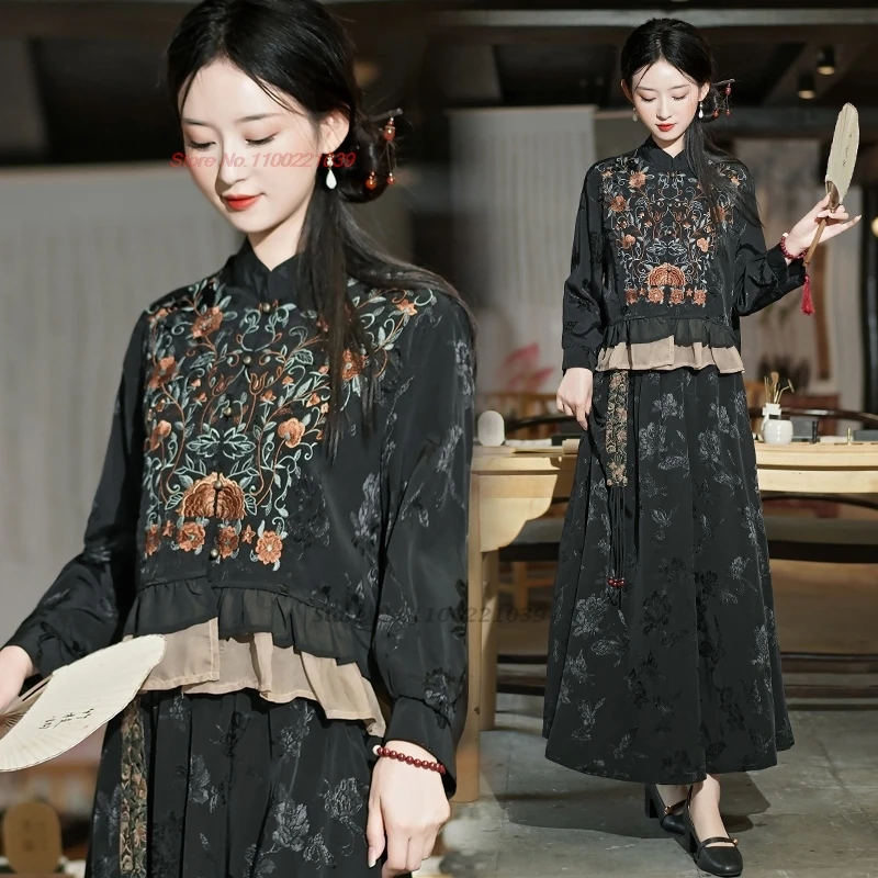 2024-chinese-traditional-satin-jacquard-folk-blouse-women-hanfu-tops ...