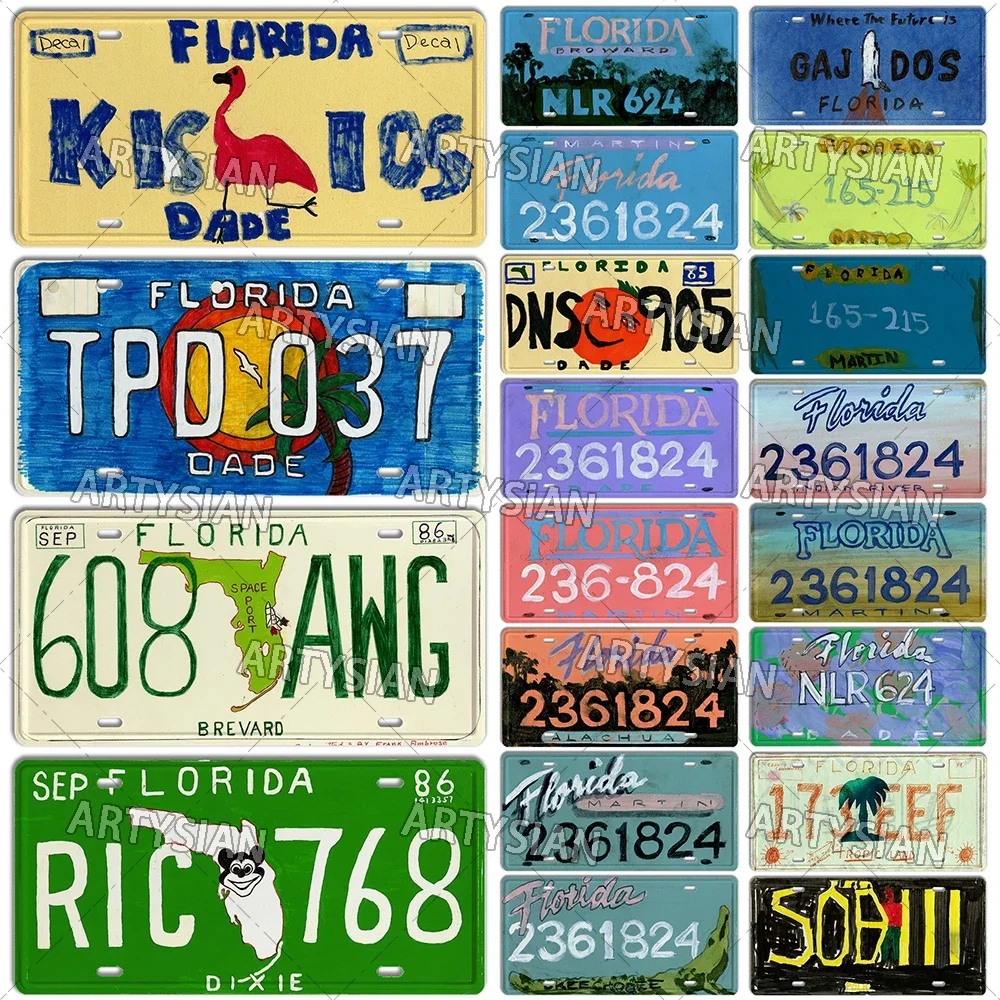 US-State-Metal-Plaque-Children-s-painting-Hand-painted-Florida-Number ...