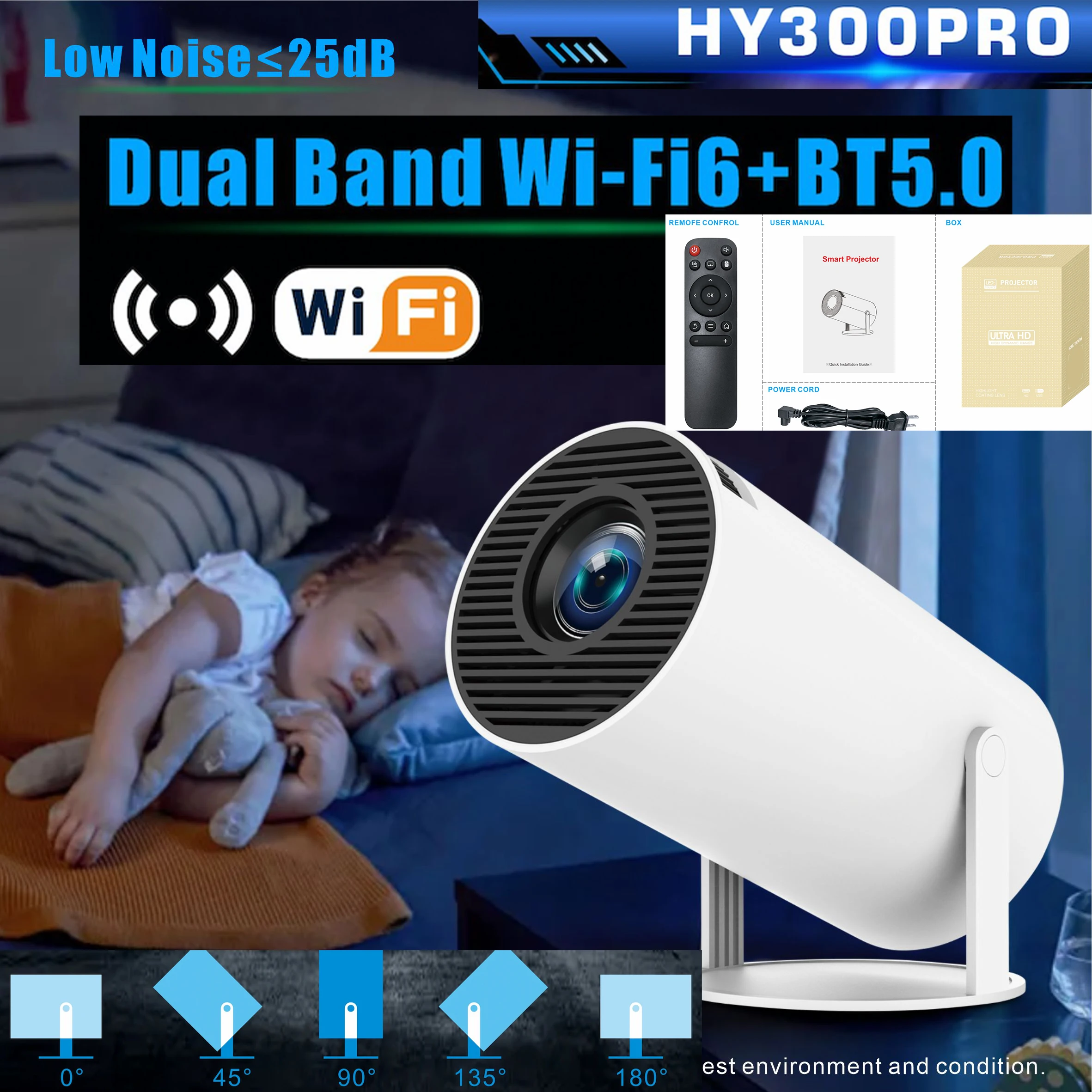 HY300-Pro-Smart-Protable-Projector-4K-Android-12-Dual-Wifi6-150-ANSI ...