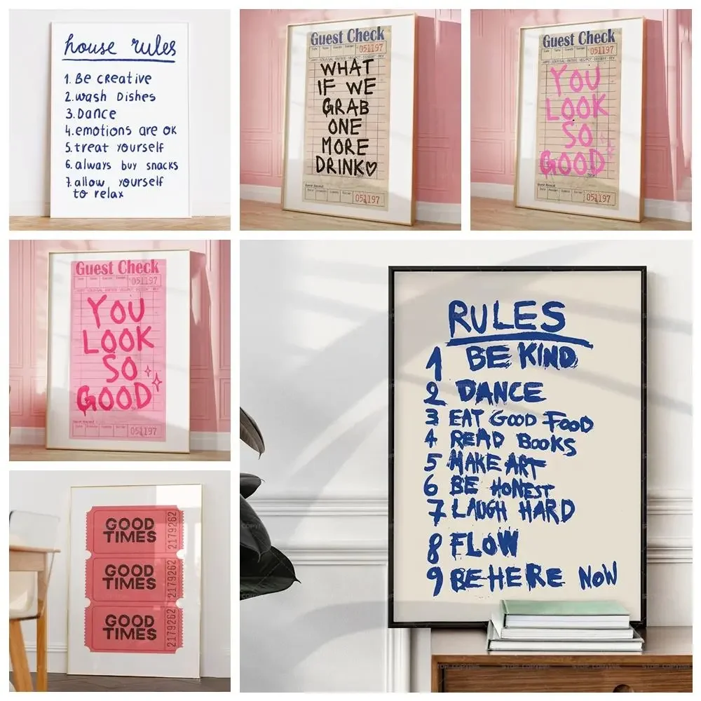 Retro-Modern-Rules-Quote-Trendy-Guest-Check-Gift-Good-Times-Wall-Art ...
