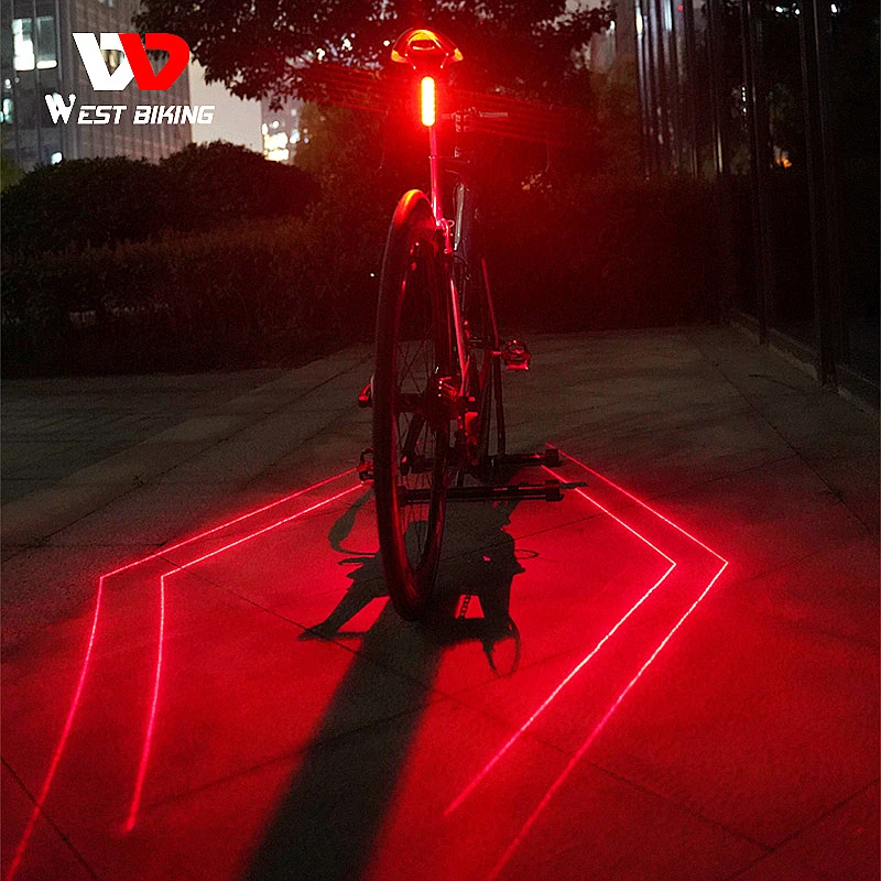 WEST BIKING Laser Bicycle Rear Light Brake Sensor Smart Taillights High ...