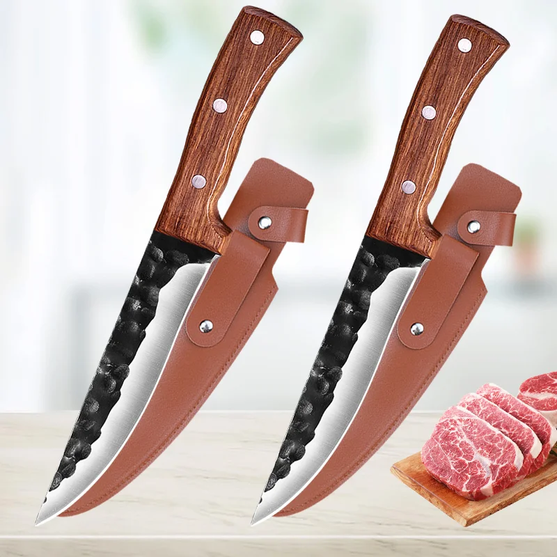 6.5" Hunting Knife Stainless Steel Boning Knife Butcher Meat Cleaver ...